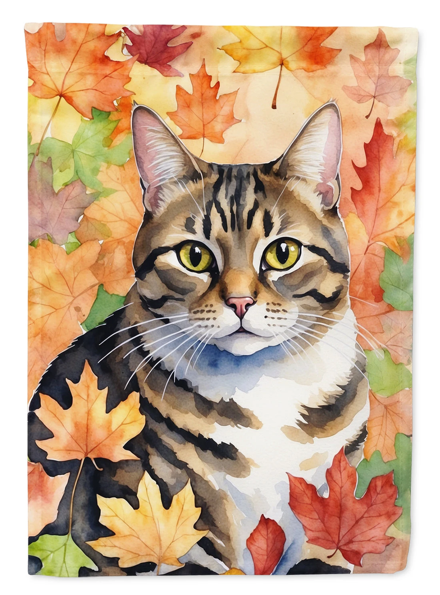 California Spangled Cat in Fall Leaves House Flag – Glamorous Pups