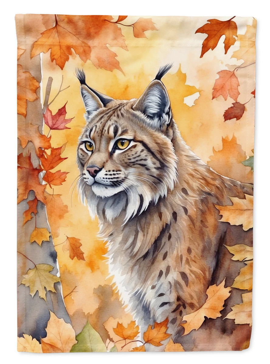 Highlander Lynx Cat in Fall Leaves House Flag – Glamorous Pups