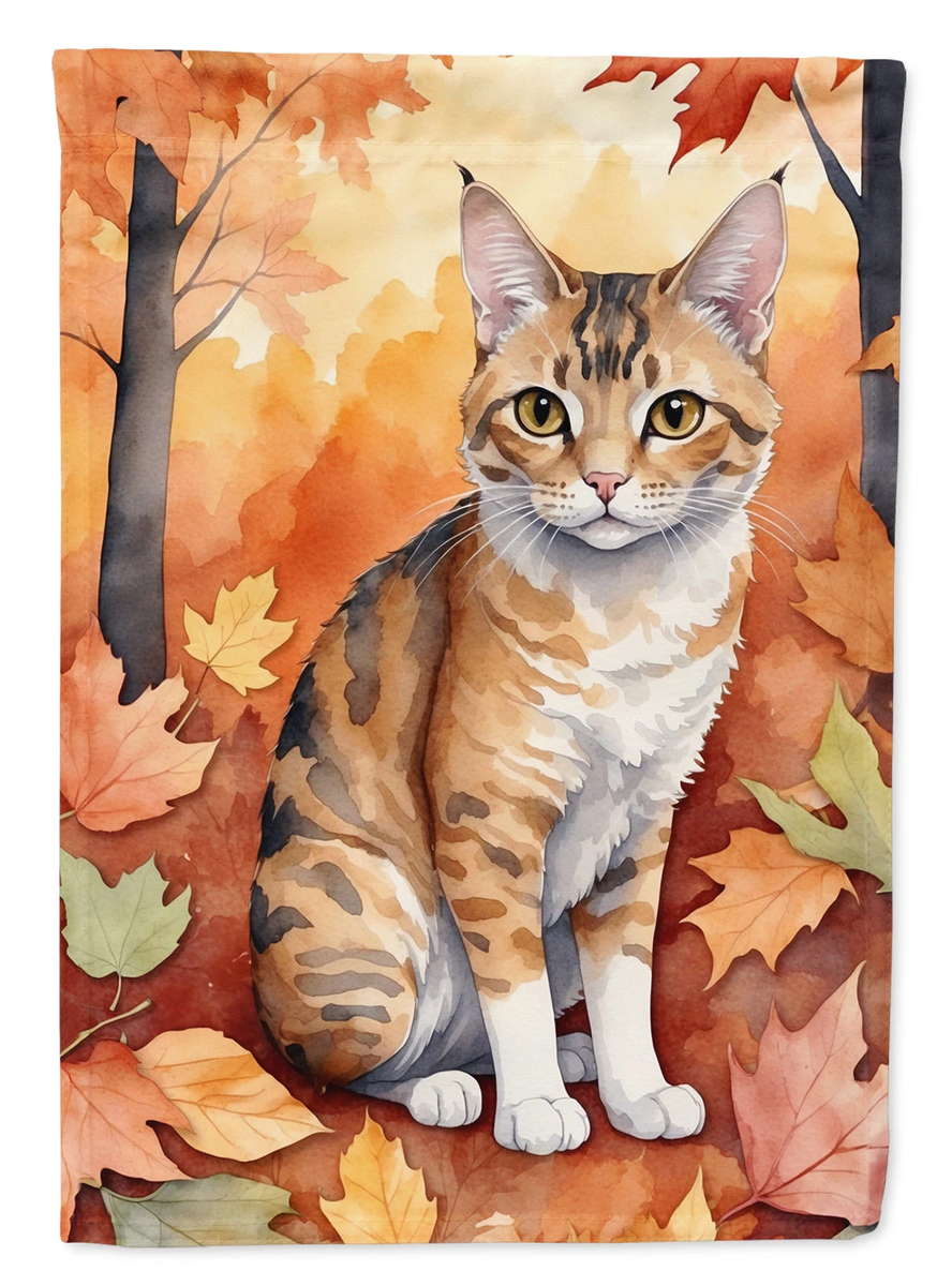 Oregon Rex Cat in Fall Leaves Garden Flag – Glamorous Pups