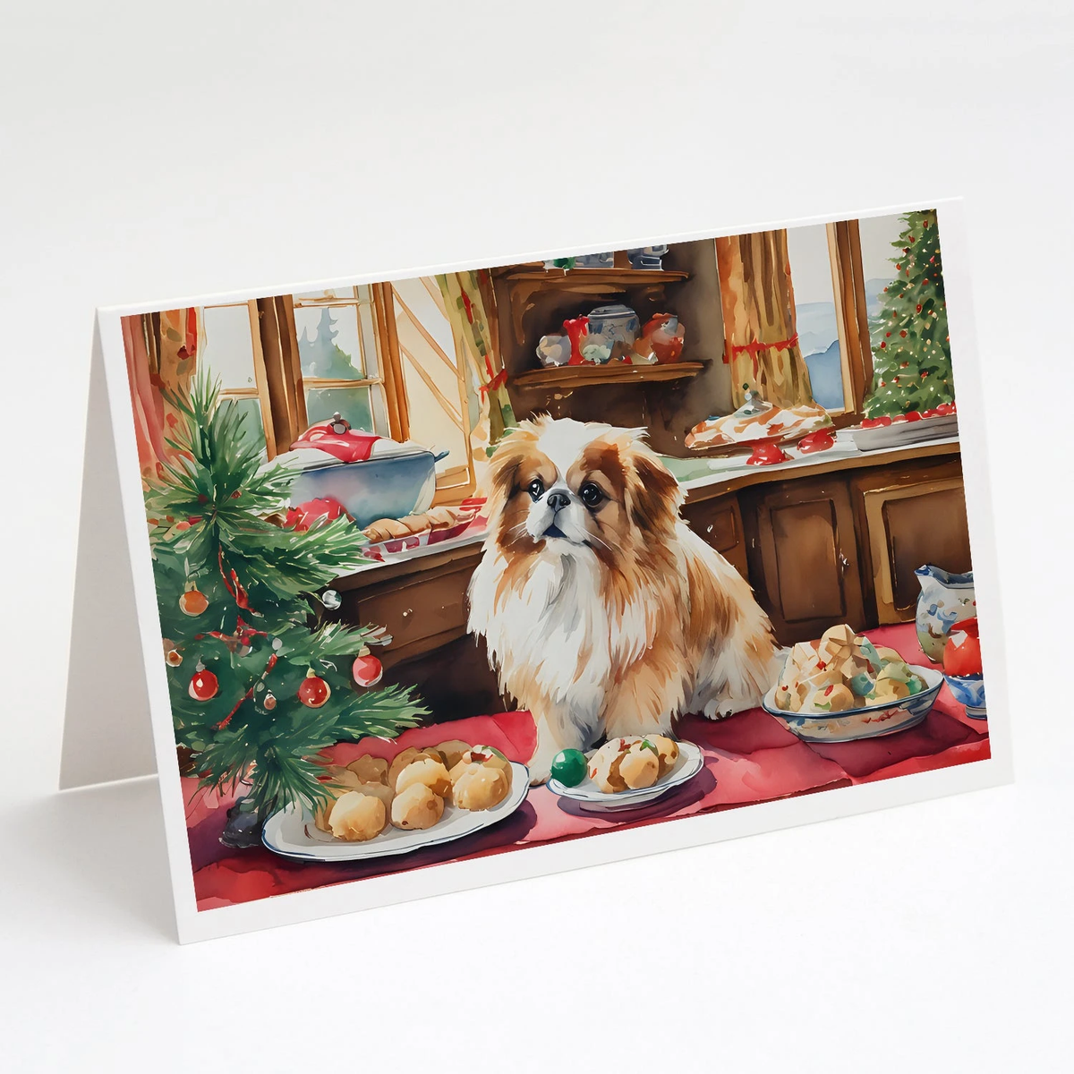 Pekingese Christmas Cookies Greeting Cards Pack of 8 – Glamorous Pups