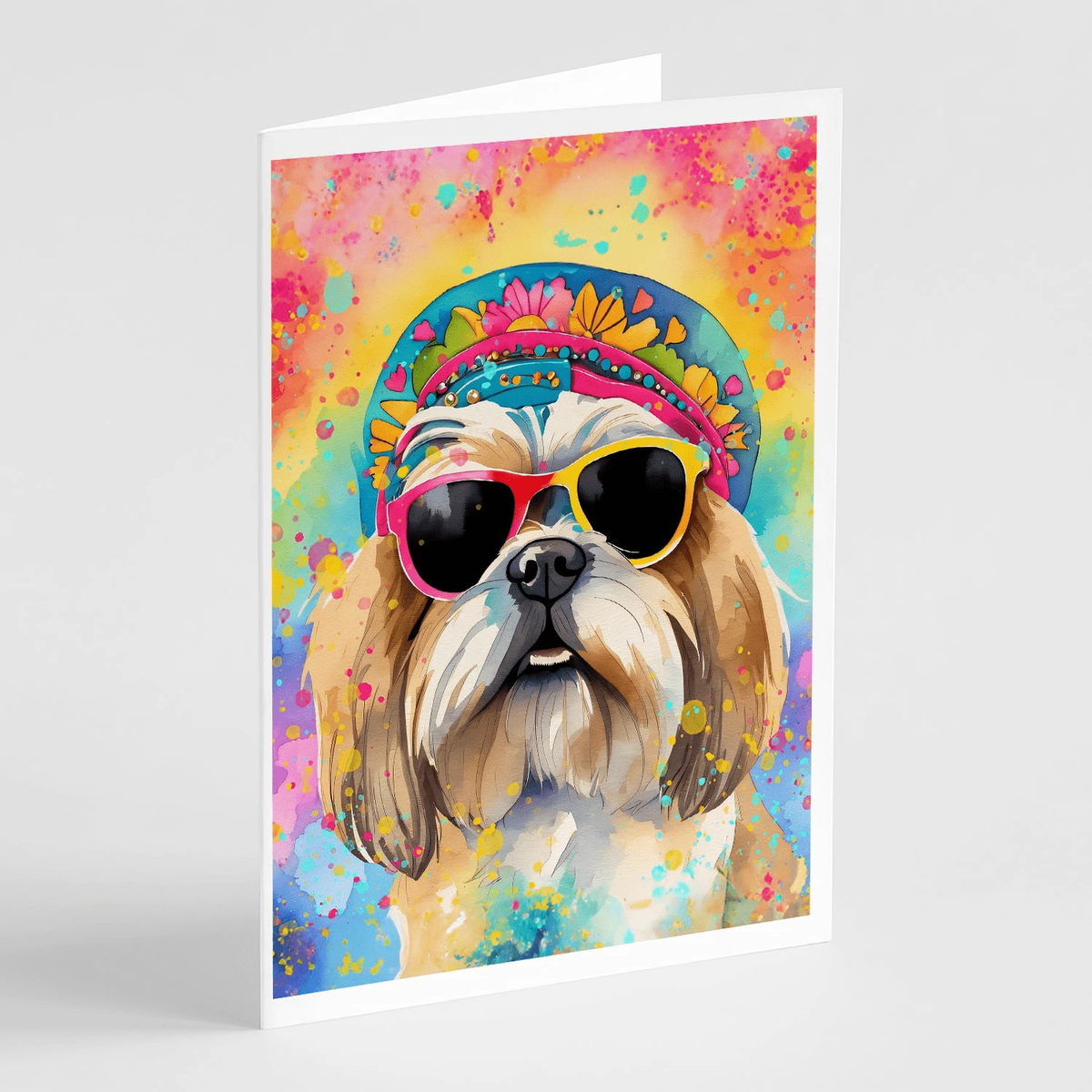 Shih Tzu Hippie Dawg Greeting Cards Pack of 8 – Glamorous Pups